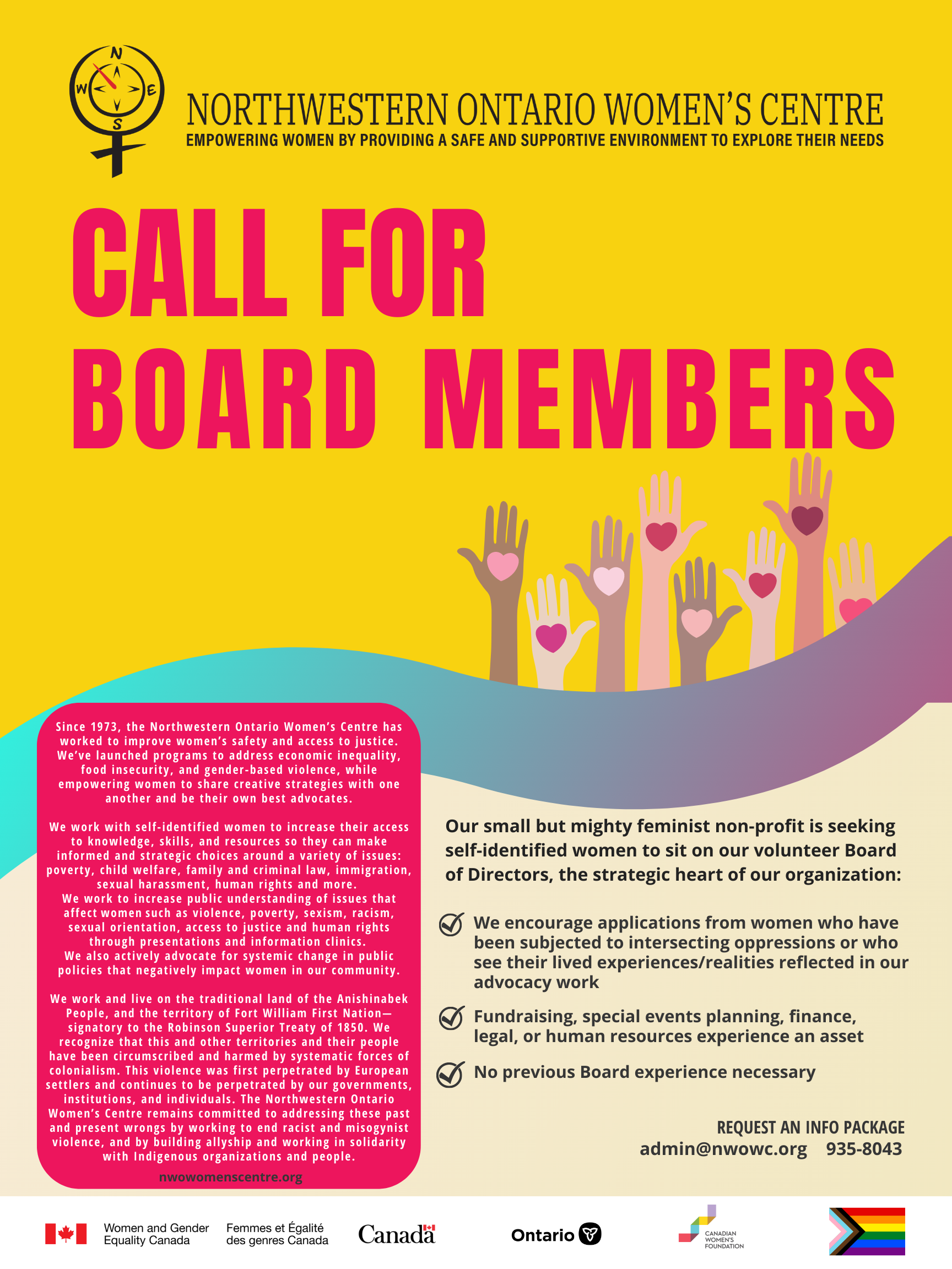 We’re Recruiting New Board Members! – Northwestern Ontario Women's Centre